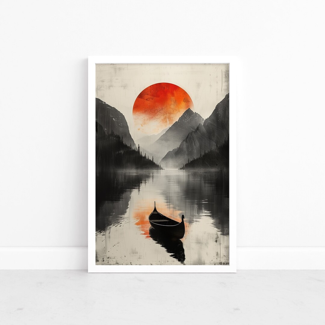 Viking Longship Poster | Rustic Nordic Art Print | Vintage Viking ...