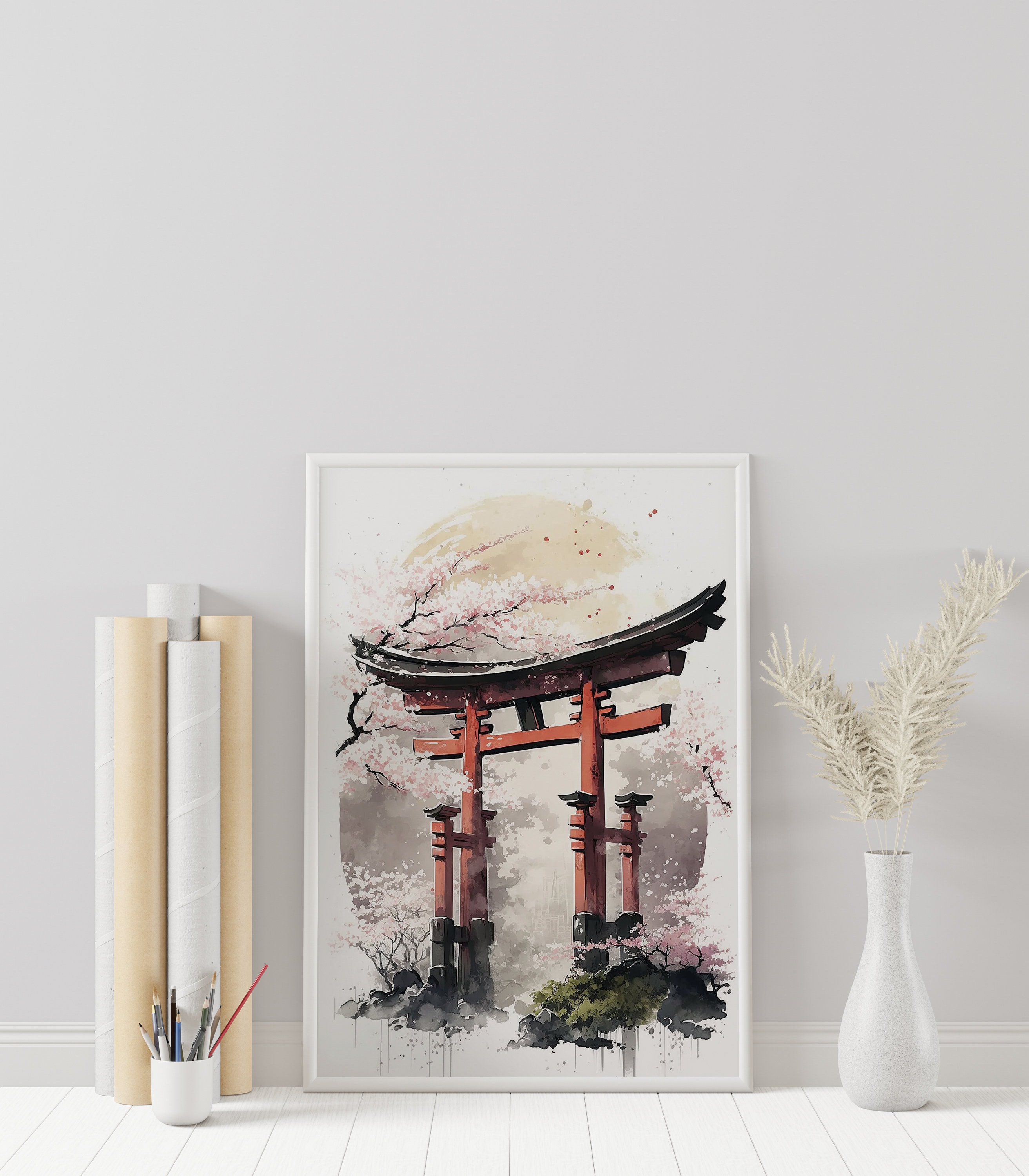 Gate to Serenity: Japanese Torii Poster | Authentic Watercolor Painting ...