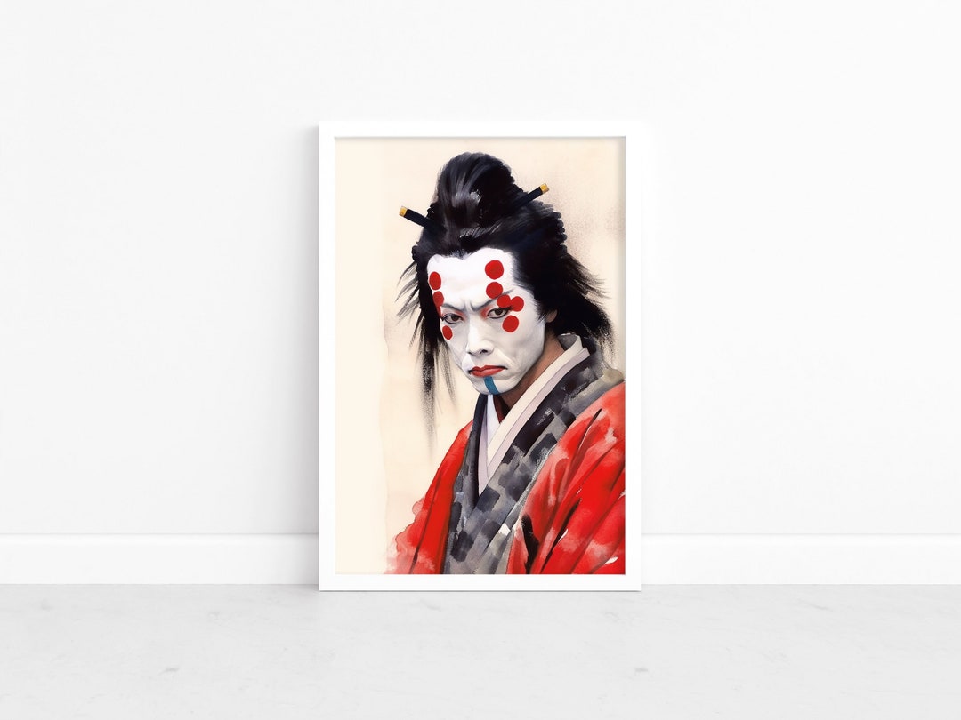 Vibrant Kabuki: Actor Poster | Japanese Decor | Wall Art Decor ...