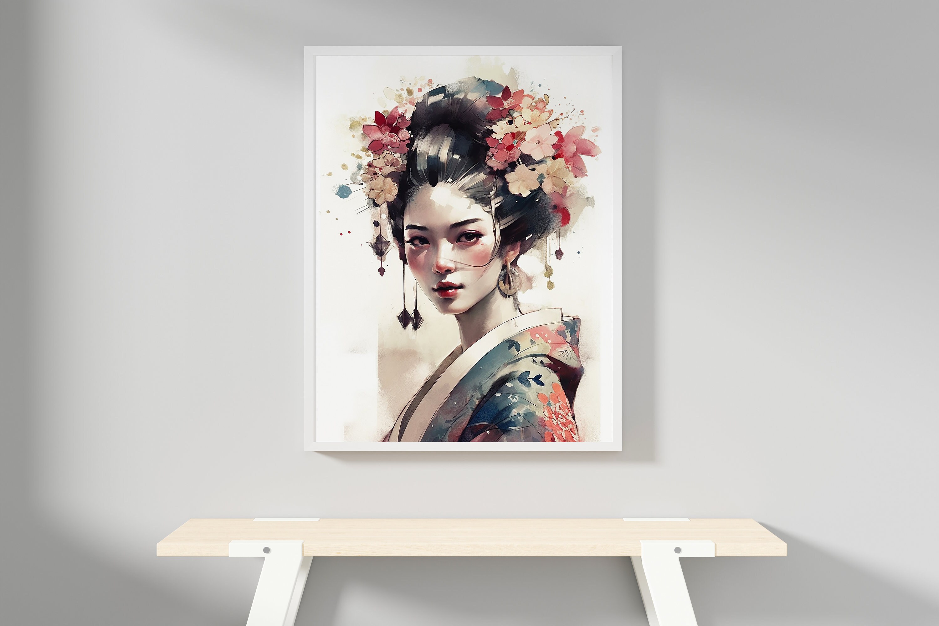 Japanese Geisha Wall Art Stunning Watercolor Geisha Decor Geisha ...