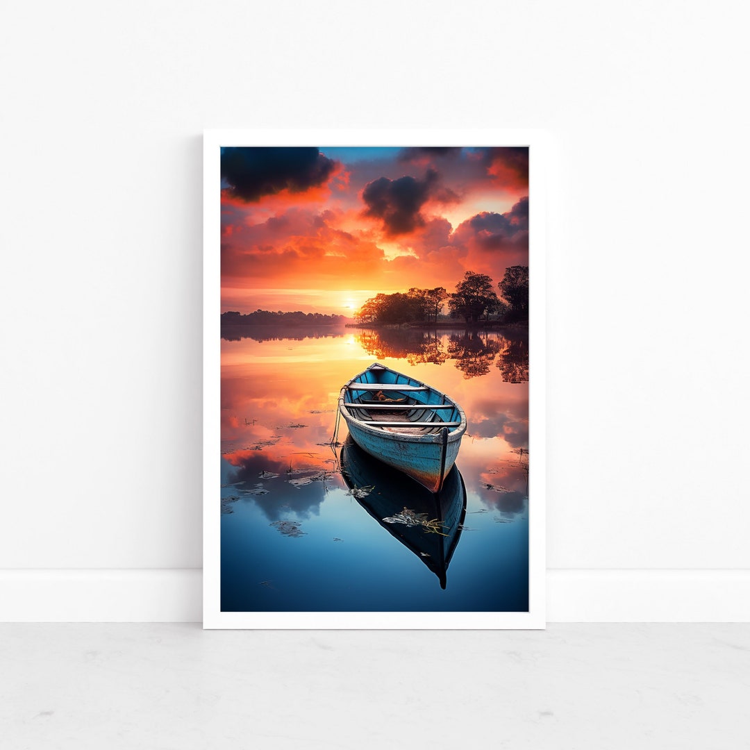 Lakeshore Panorama Poster | Landscape Wall Art | Tranquil Morning on ...