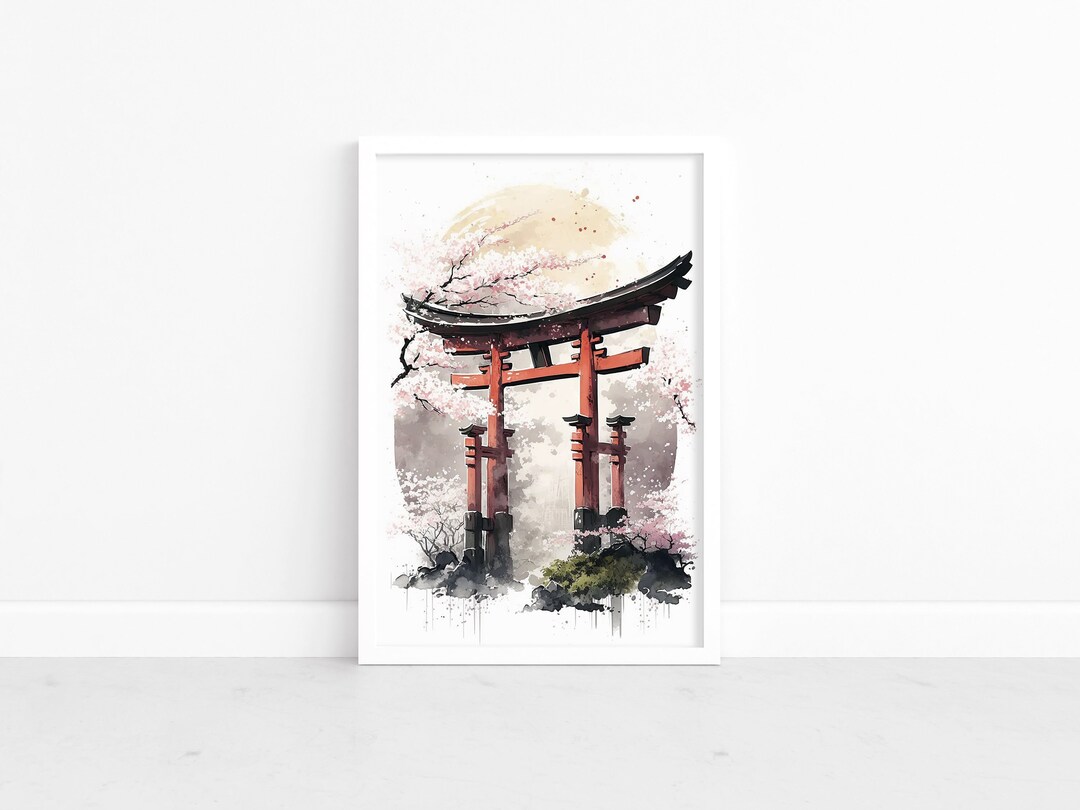 Gate to Serenity: Japanese Torii Poster | Authentic Watercolor Painting ...