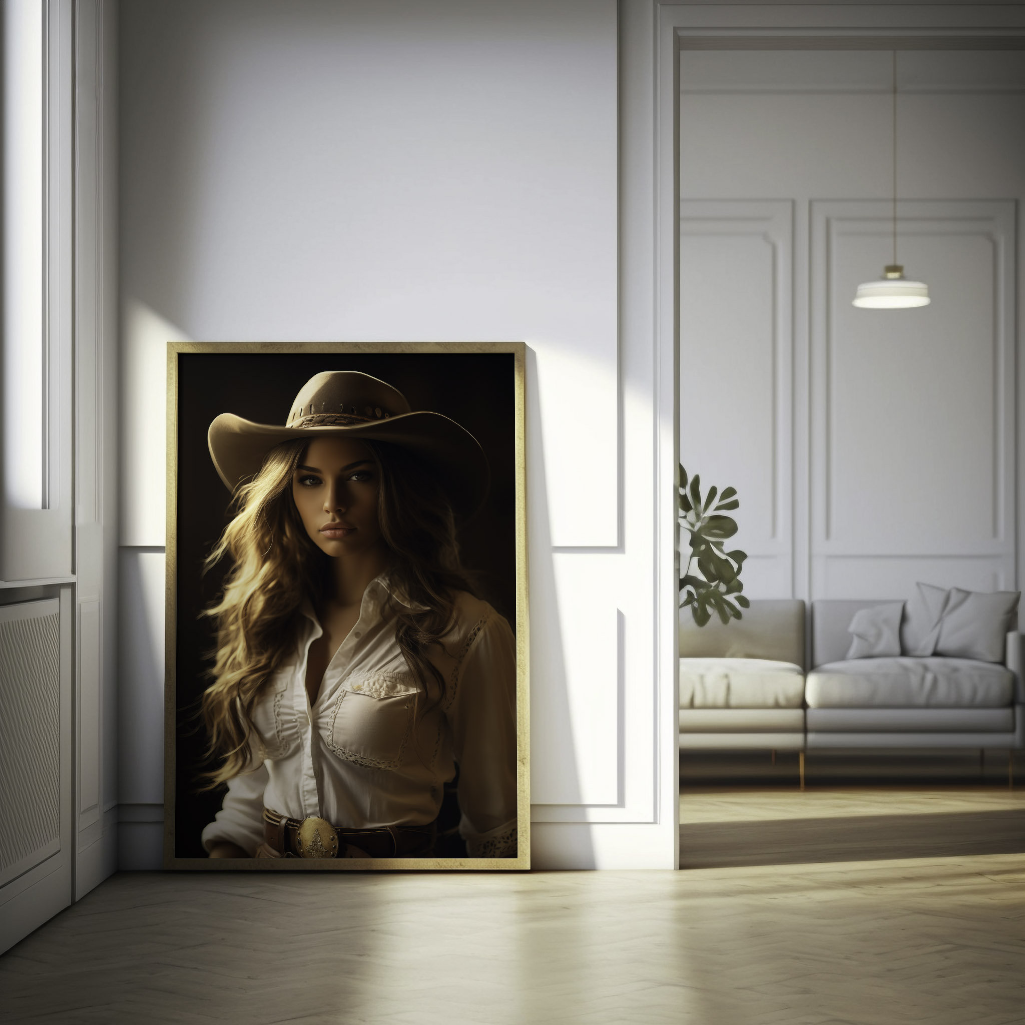 Cowgirl Elegance: Portrait Poster Western Beauty in a Stetson Cowgirl ...