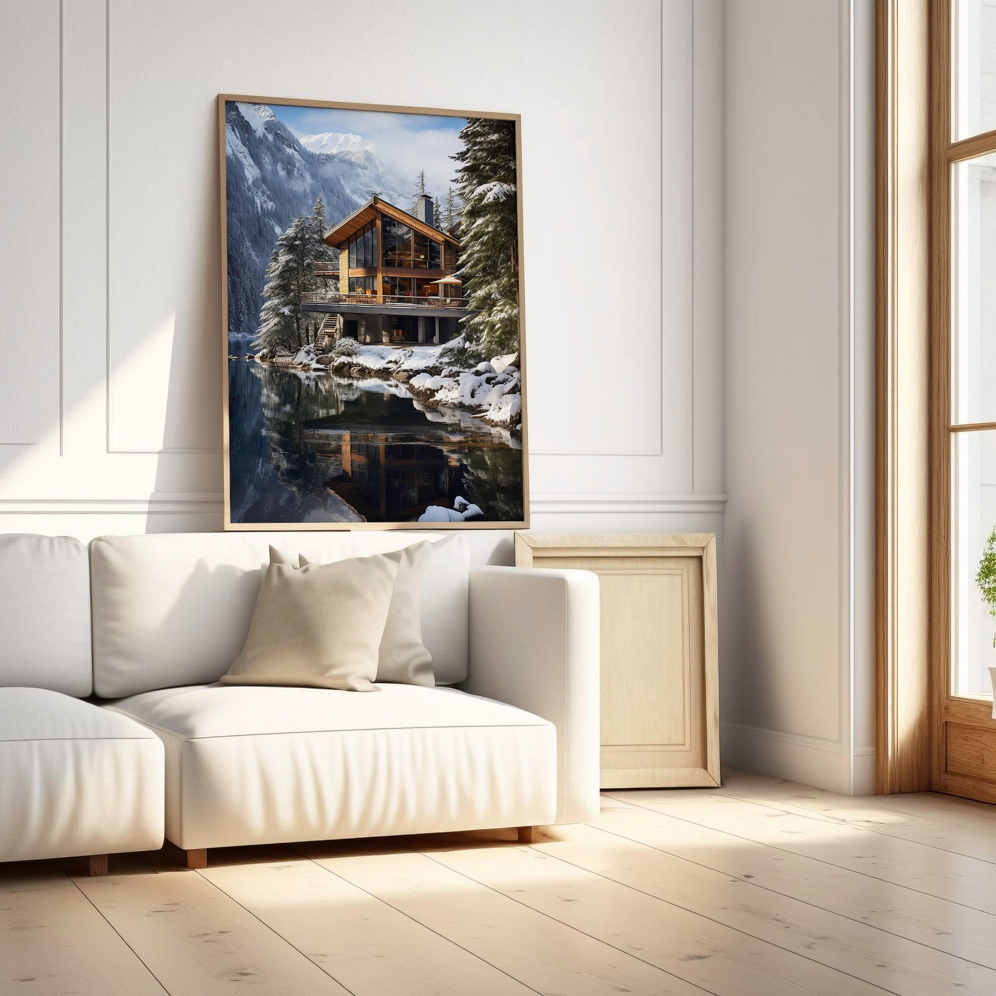 Mountain Cabin Poster Landscape Wall Art Travel Poster Nature Scenic ...