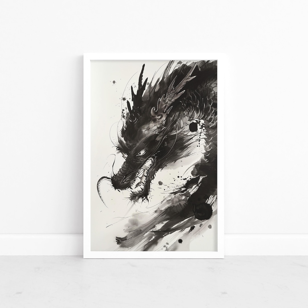 Dragon's Power Poster | Majestic Dragon Art | Japanese Watercolor ...