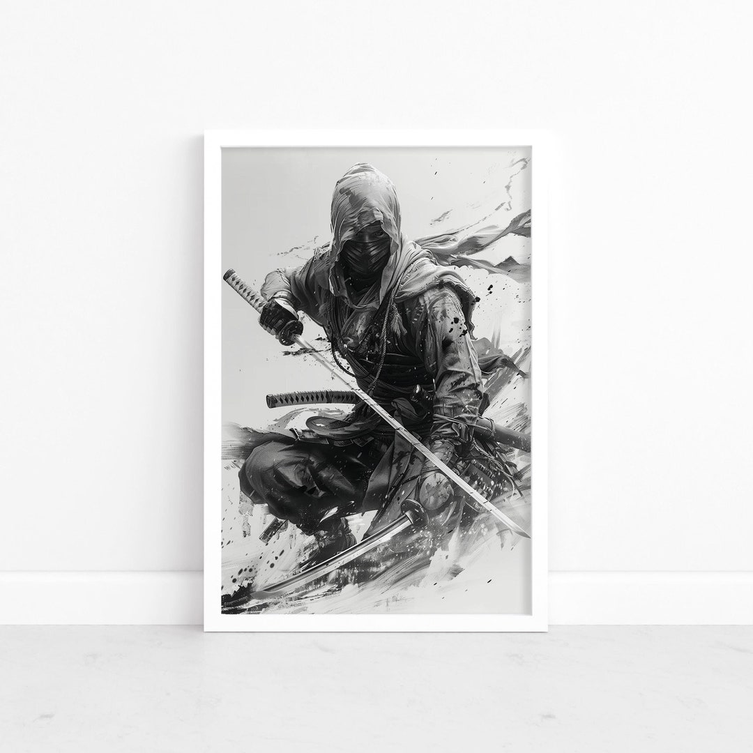 Ninja Shadow Poster | Striking Ninja Art | Traditional Japanese Poster ...