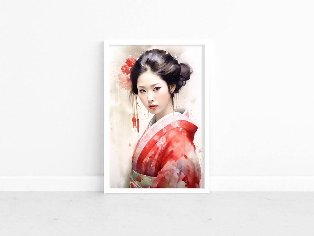 Radiant Geisha: Japanese Watercolor Poster | Vintage Geisha Decor ...