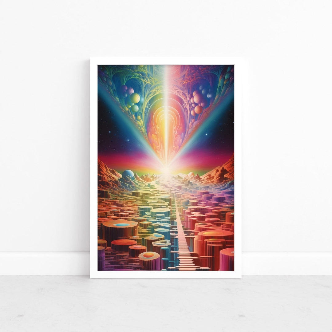 Voyage Through the Cosmos: Surreal Art Poster | Psychedelic 70s Art ...