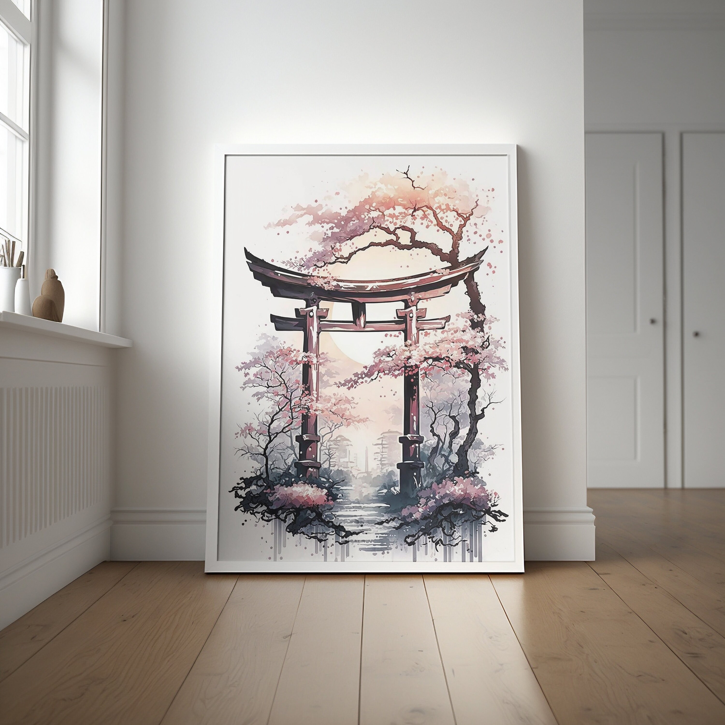 Sacred Torii Gate Poster | Eloquent Japanese Watercolor | Tranquil ...