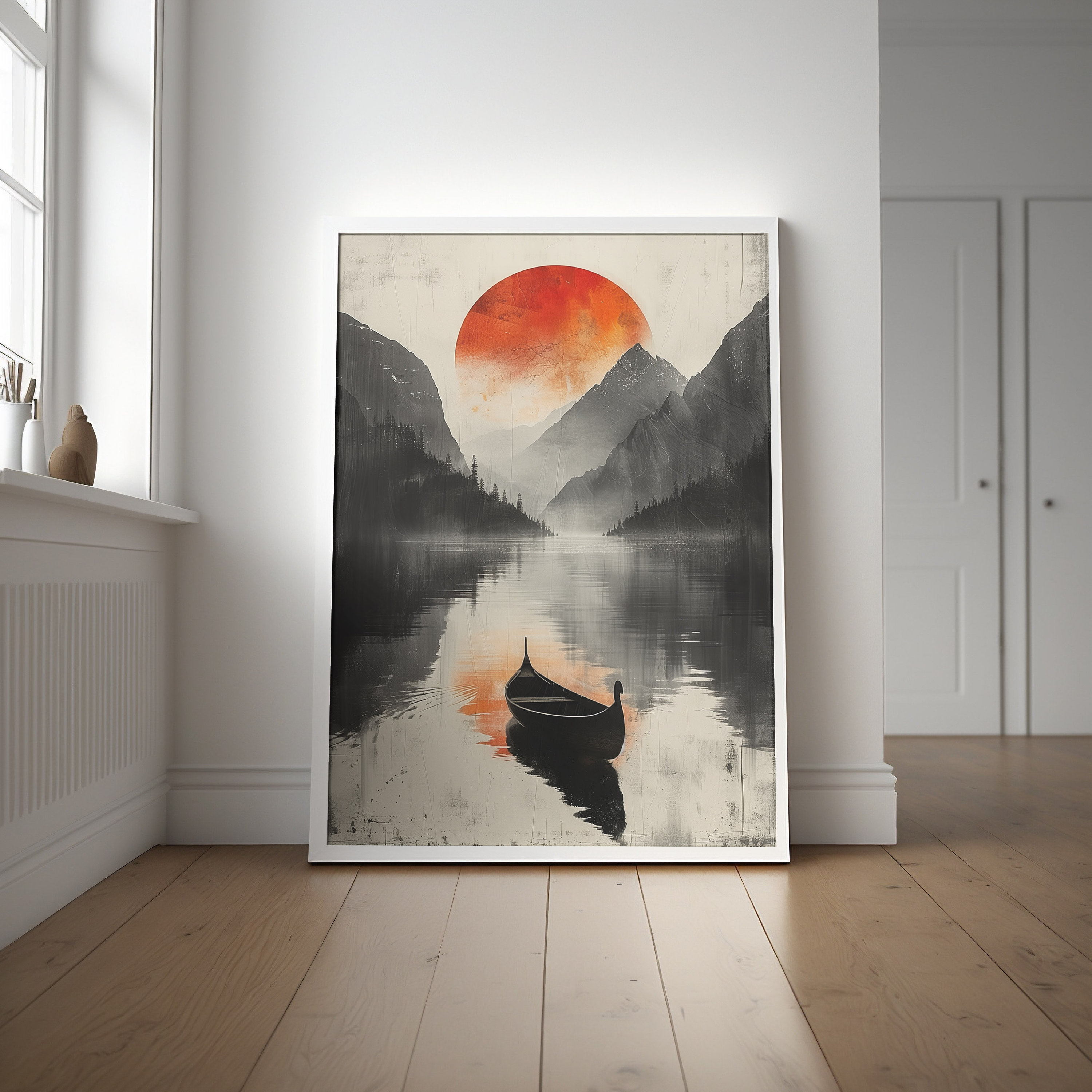 Viking Longship Poster Rustic Nordic Art Print Vintage Viking ...