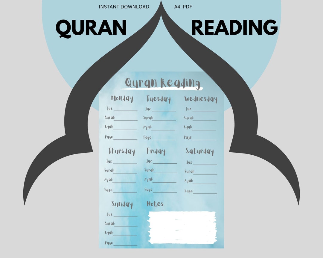 Digital Quran Reading Planner Quran Reading Planner Deen - Etsy
