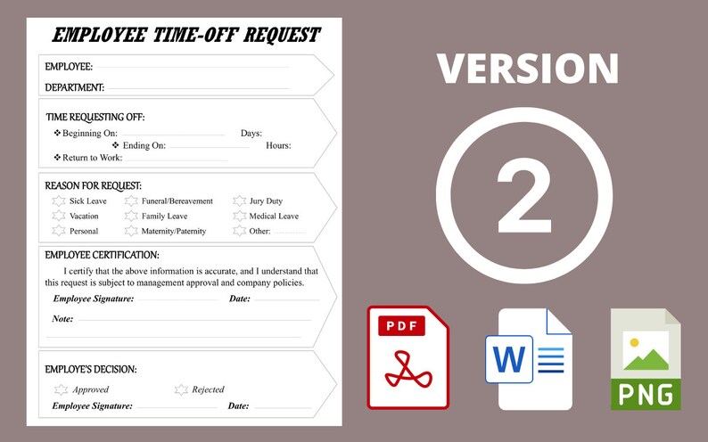 Employee Time off Request Template, , Time off Tracker, Sick Time ...
