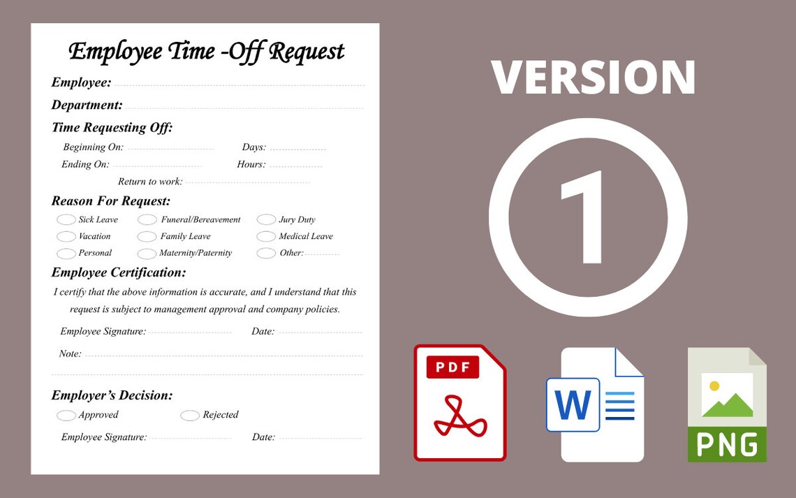 Employee Time off Request Template, , Time off Tracker, Sick Time ...
