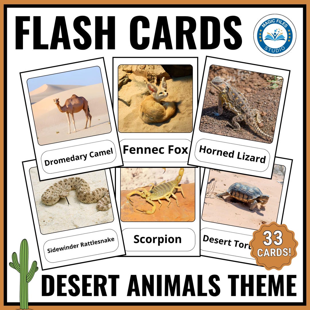 Desert Animals Flashcards (with Picture) • Montessori Cards ...