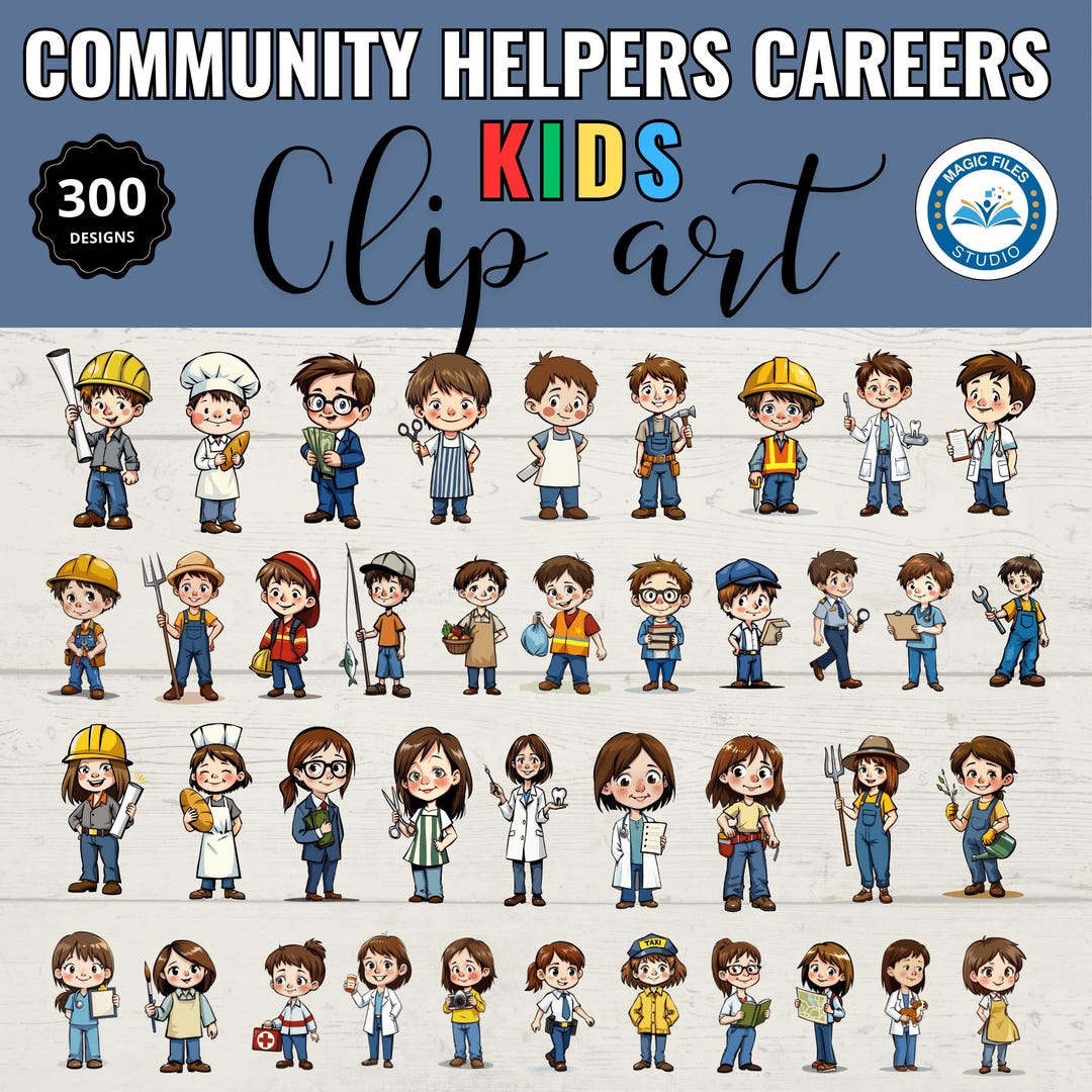 Community Helpers Occupations Kids Clip Art, School Clipart, Profession ...