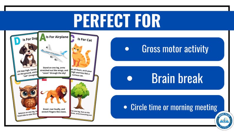 Alphabet Movement Cards, Kids Action Cards Printable, Circle Time ...