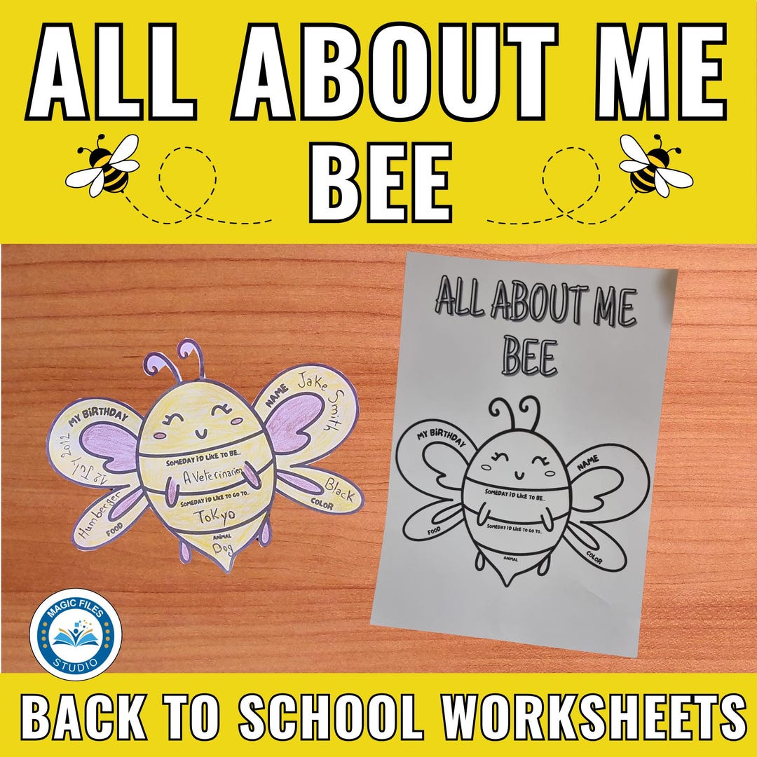 All About Me Bee Themed, Kids Educational Activity, Get to Know Me ...