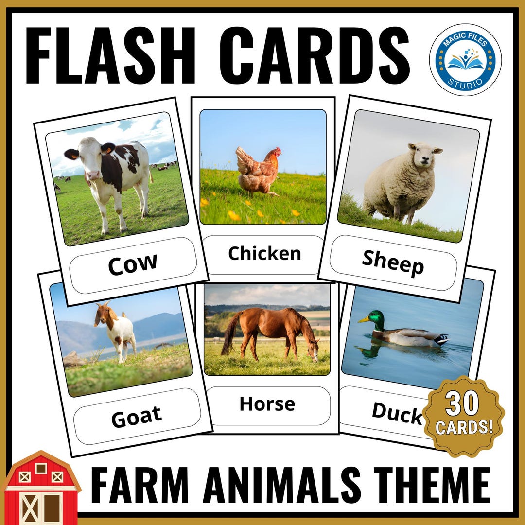 Farm Animal Flashcards | Montessori Cards | Cards With Real Photos ...
