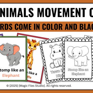 Zoo Animals Movement Cards, Kids Action Cards Printable, Circle Time ...