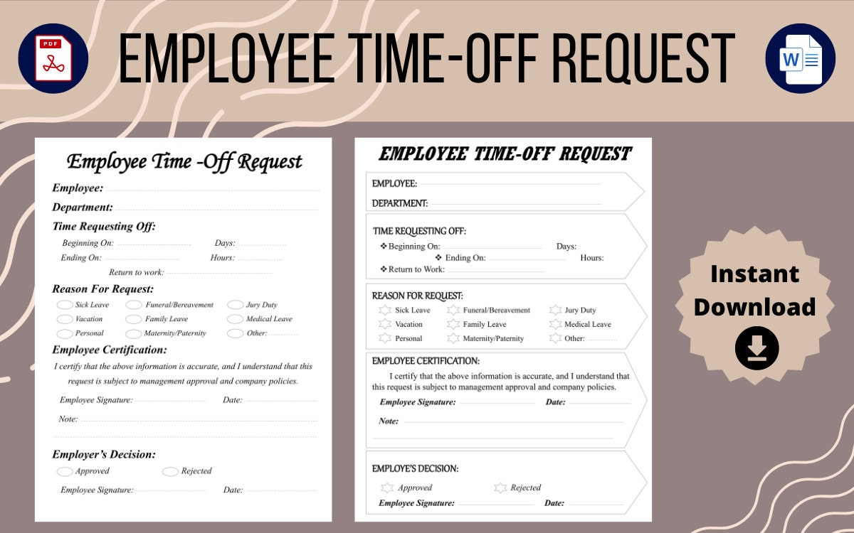 Employee Time off Request Template, , Time off Tracker, Sick Time ...