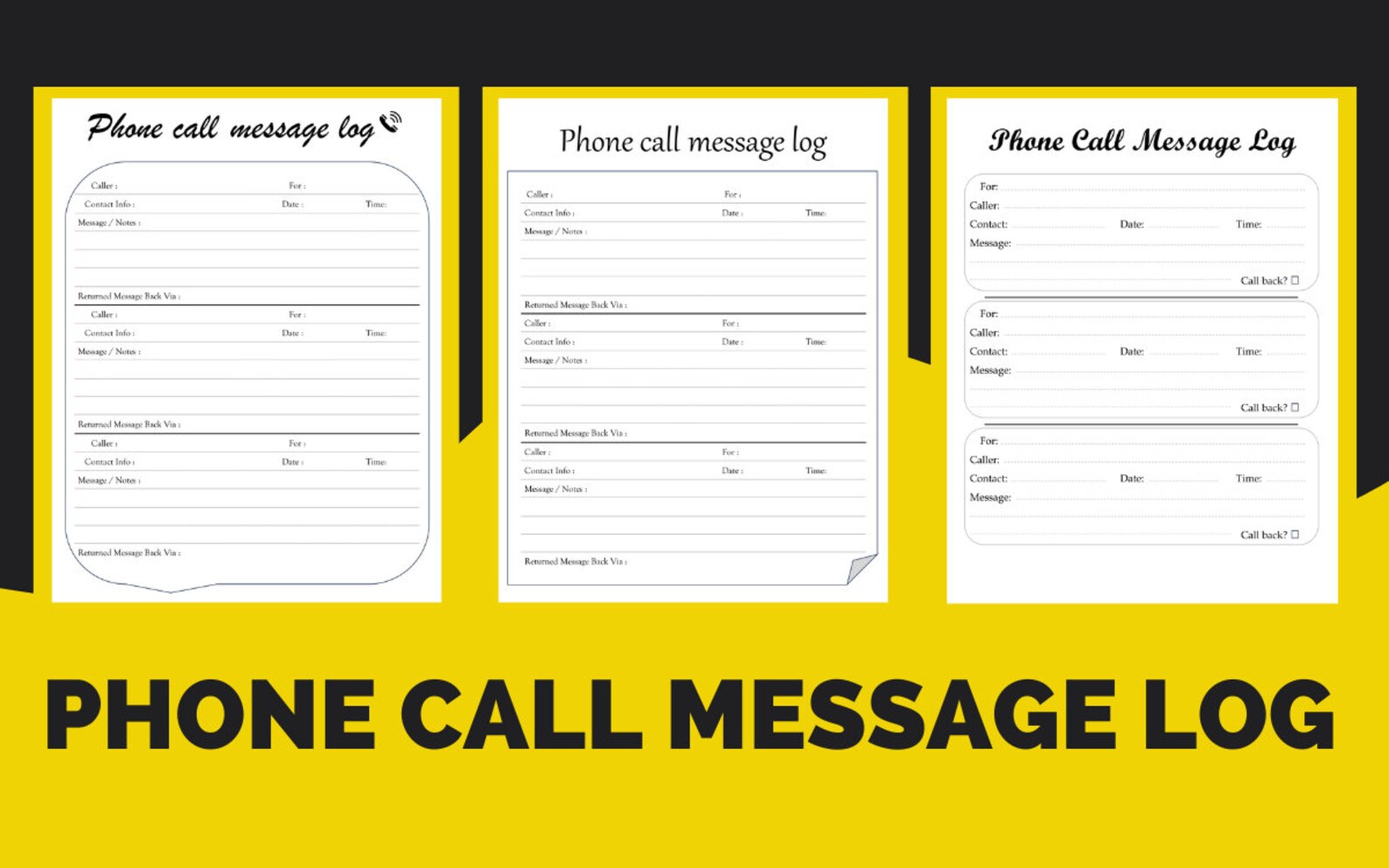 Phone Call Message Log Printable Sheet, Missed Call Log, Communication ...