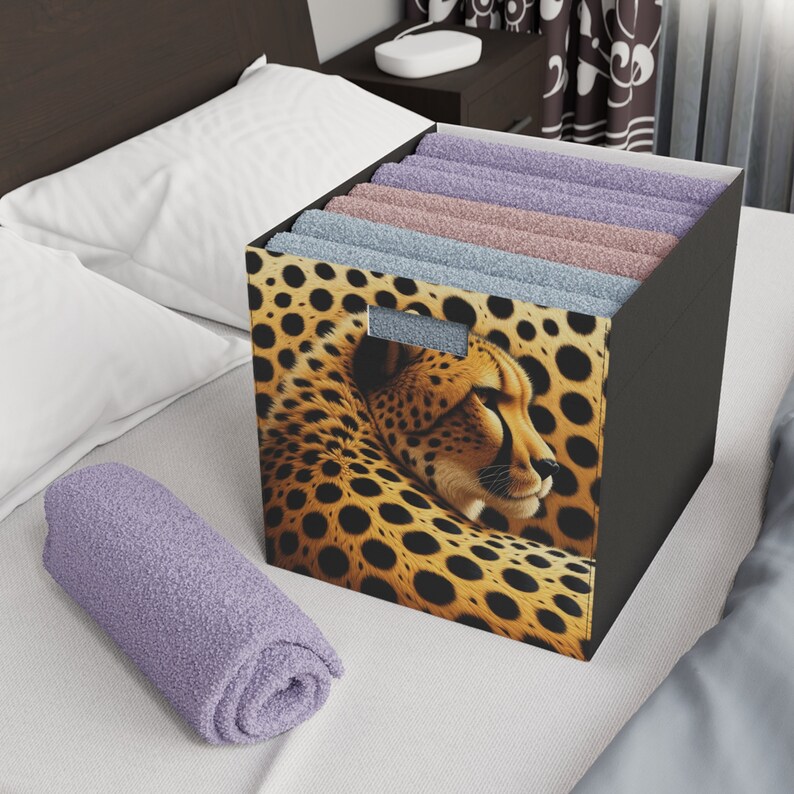 Cheetah Felt Storage Box, Modern Cheetah Animal Print Storage, Trendy ...