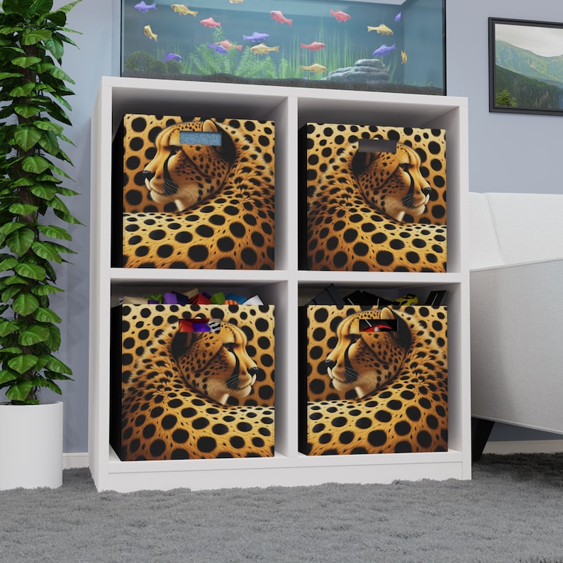 Cheetah Felt Storage Box, Modern Cheetah Animal Print Storage, Trendy ...