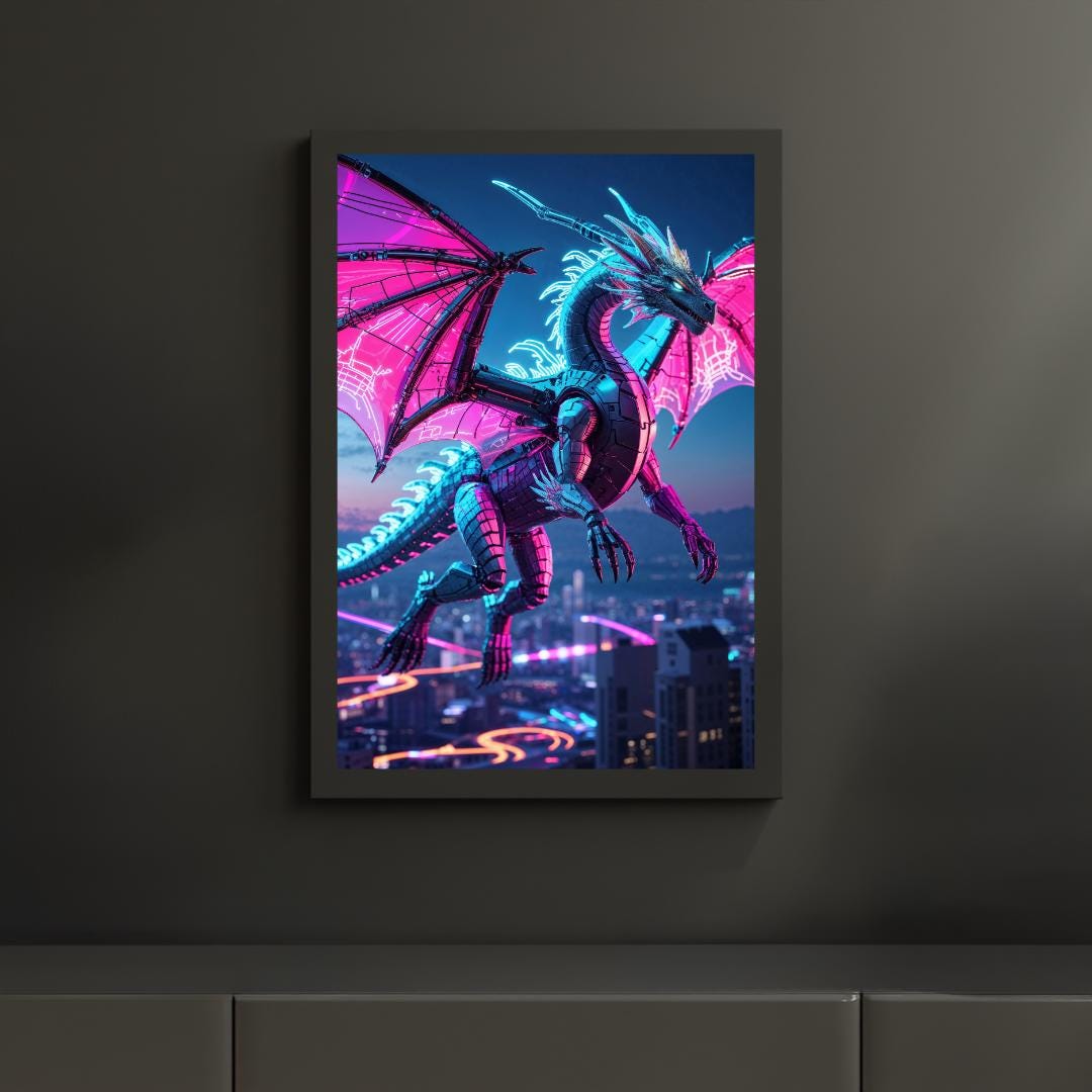 Wall Art - Cyber Dragon - Neon Beasts: the Cyberpunk Wild - Etsy