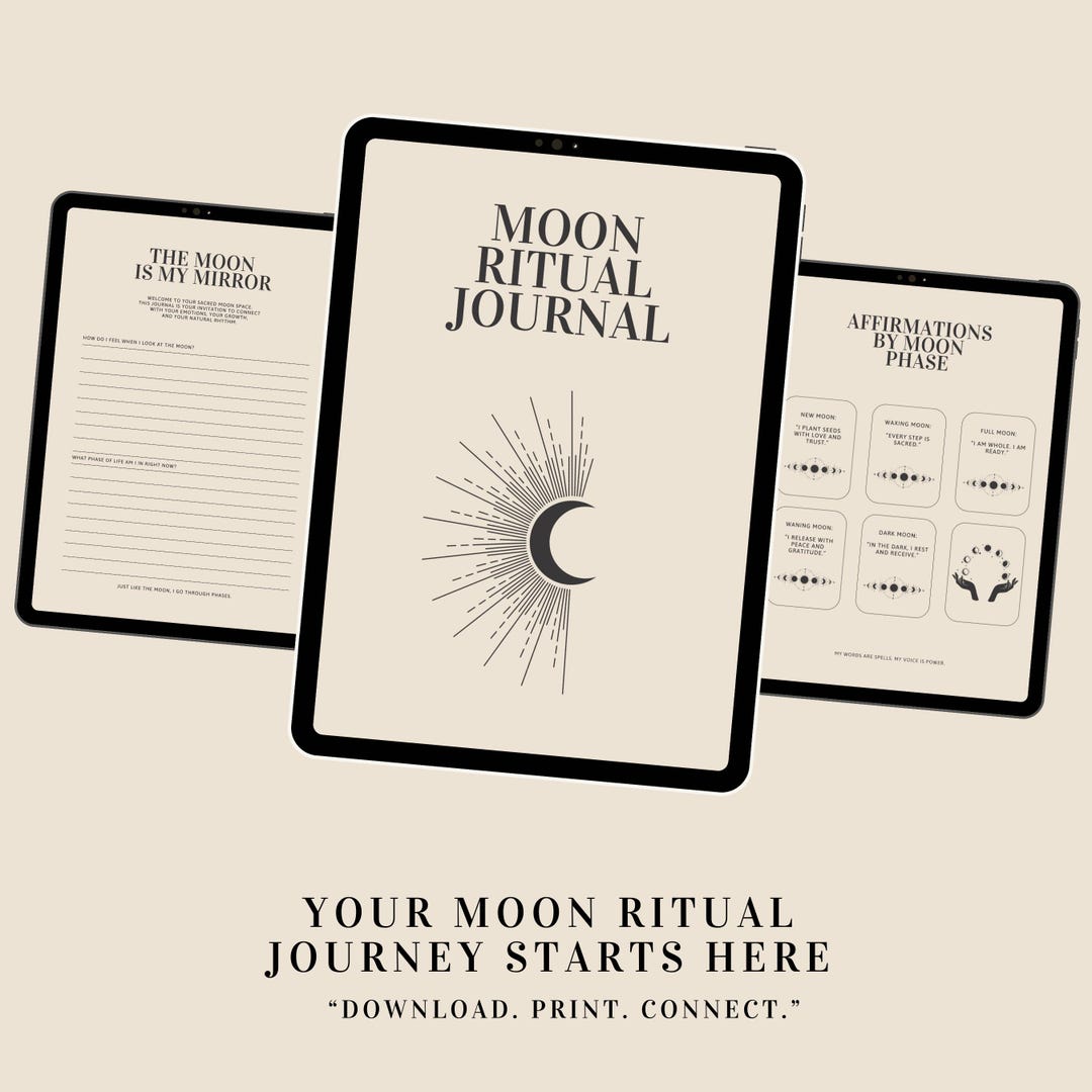 Moon Ritual Journal Kit, Printable Lunar Phases Journal, New Moon Full ...