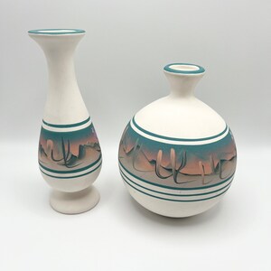 Signed New West Pottery Set of Two Vases - Etsy