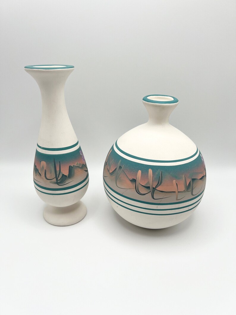 Signed New West Pottery Set of Two Vases - Etsy