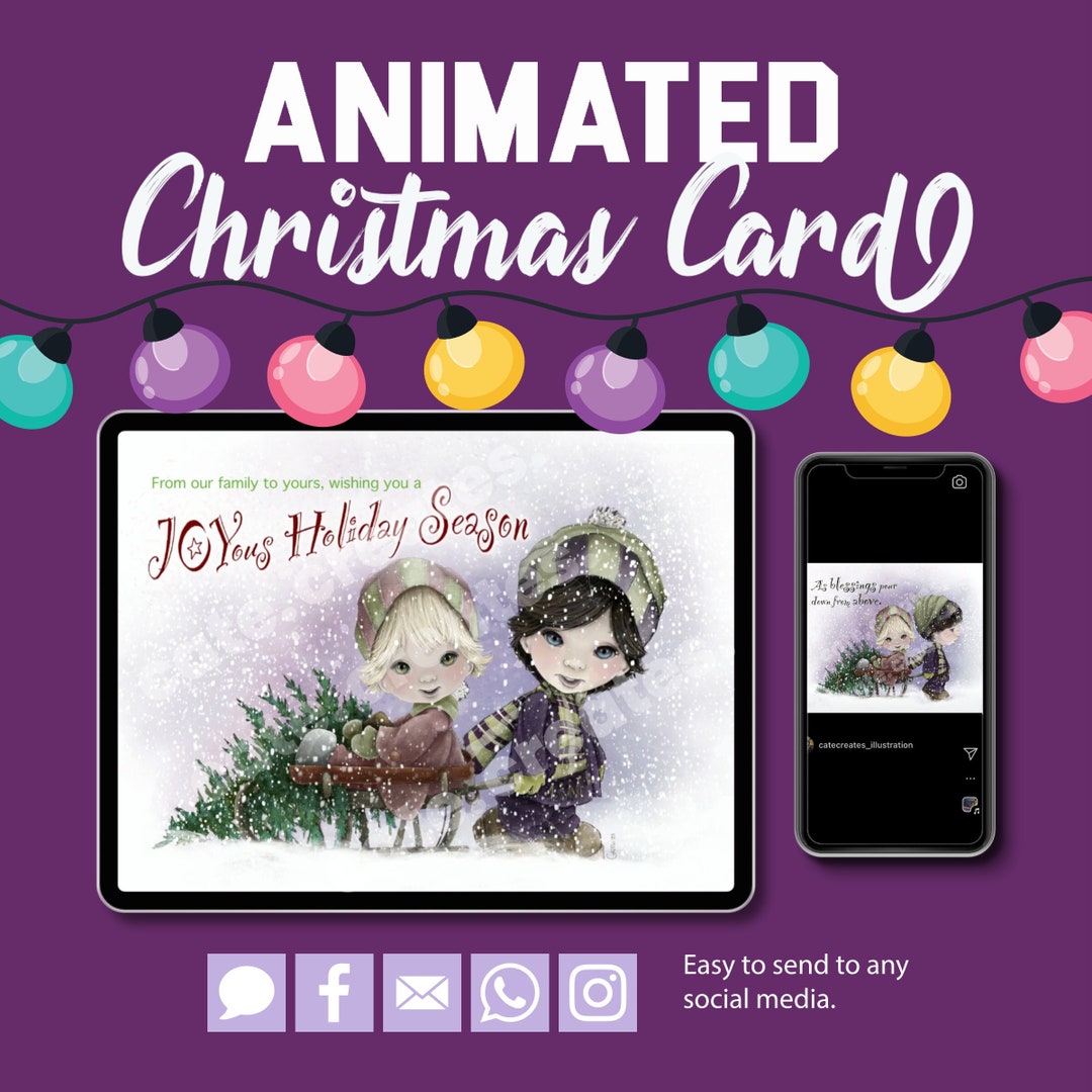 Animated Christmas Card, Cute Original Characters Cartoon Style ...