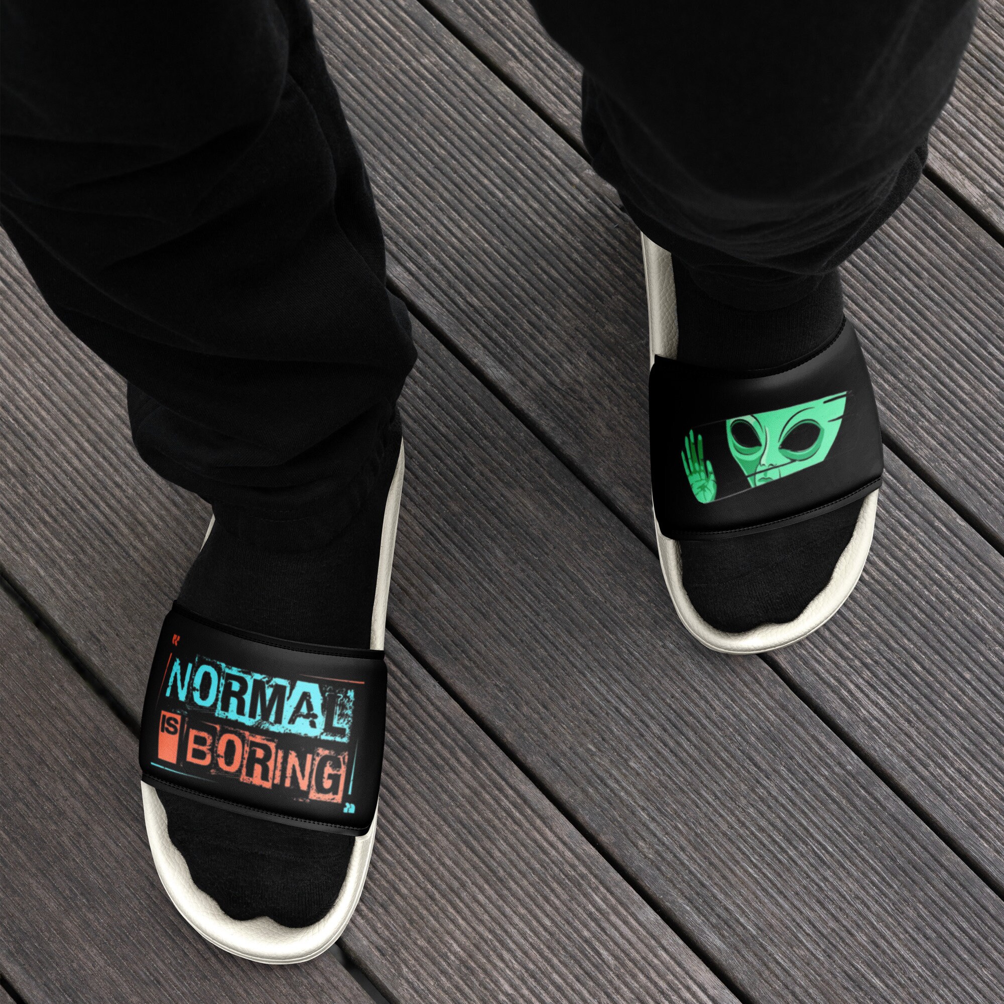 Normal is Boring Slides, Alien, Alien Shoes, Women's Alien Slide ...