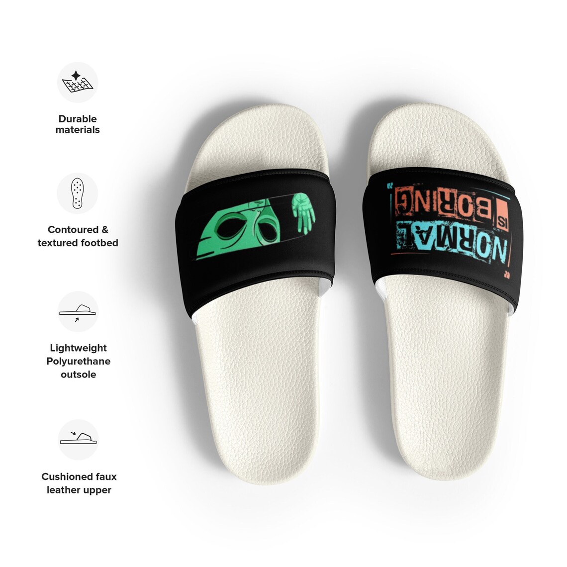 Normal is Boring Slides, Alien, Alien Shoes, Women's Alien Slide ...