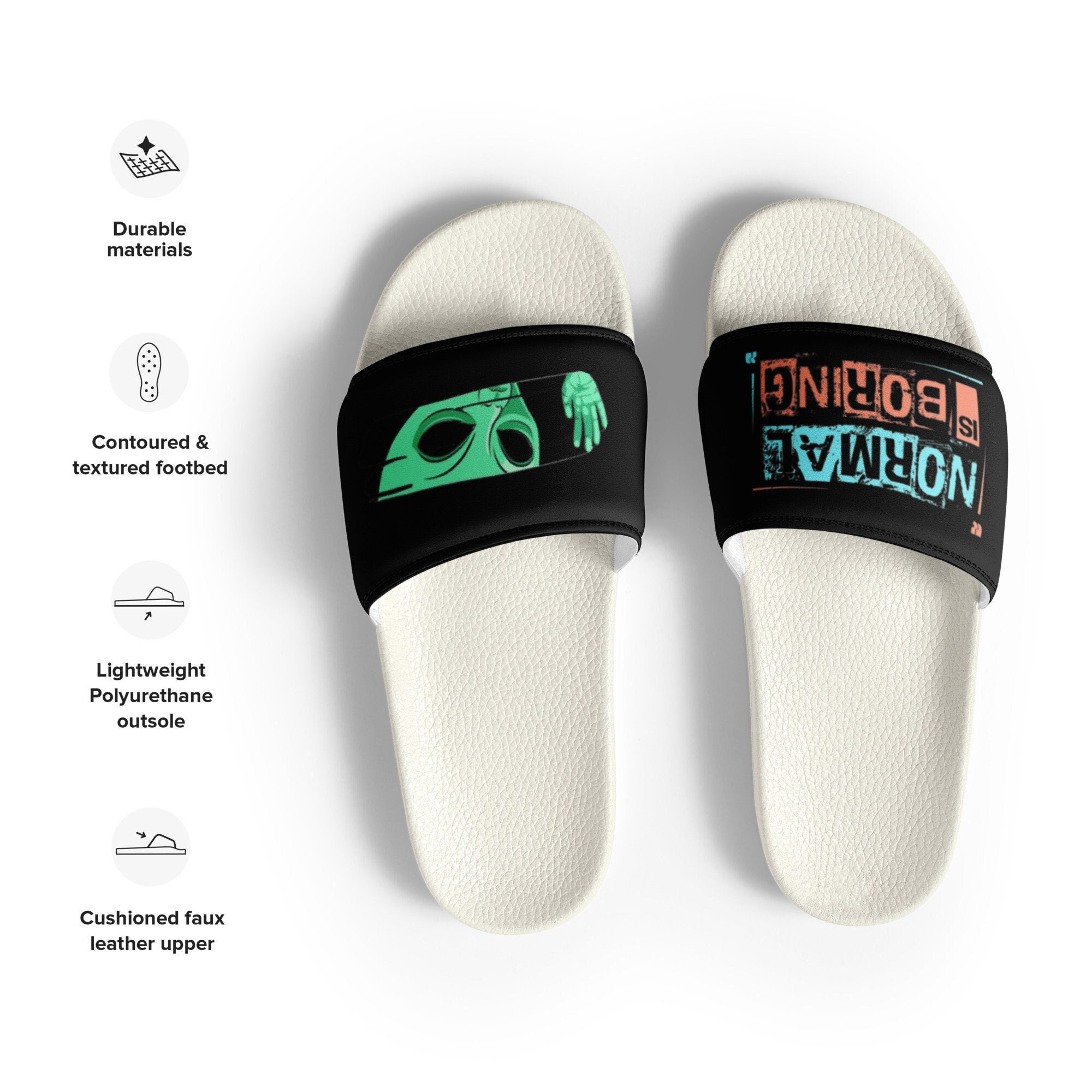 Normal is Boring Slides, Alien, Alien Shoes, Women's Alien Slide ...