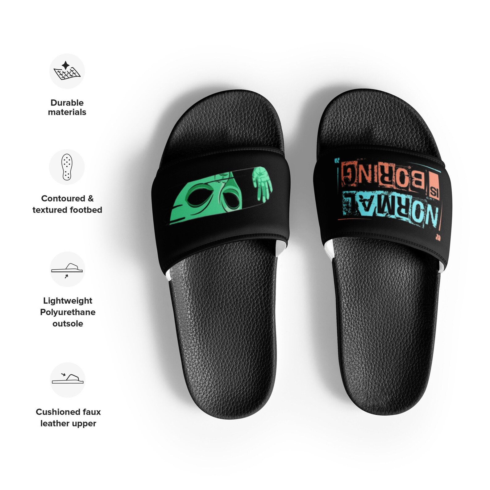 Normal is Boring Slides, Alien, Alien Shoes, Women's Alien Slide ...