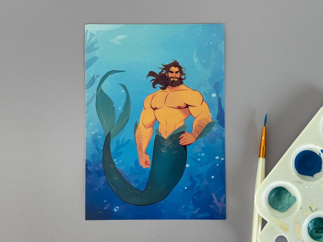 Merman Wall Art Print Featuring Nereus | 5x7 Print | Home Decor ...