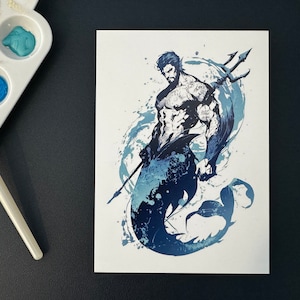 Merman Wall Art Print | Triton Design | 5x7 | Home Decor ...