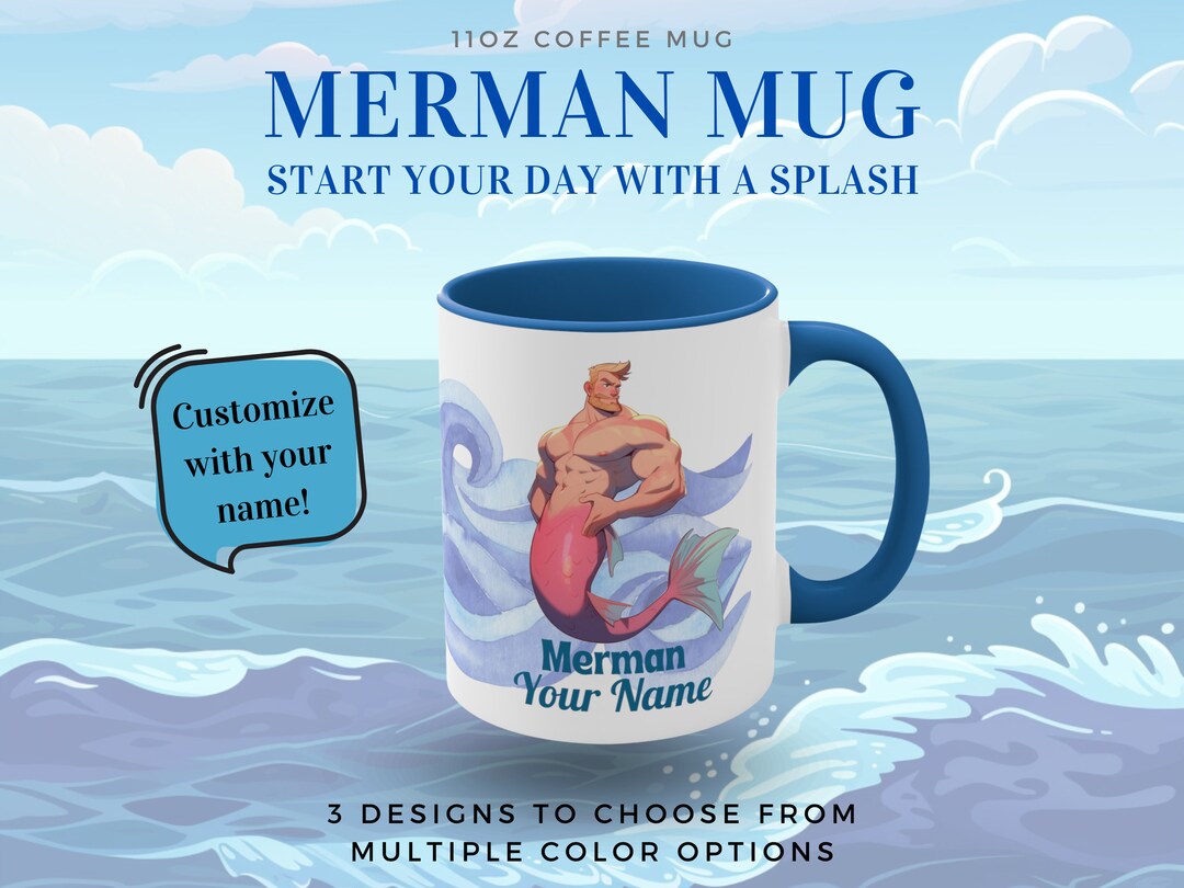 Personalized Merman Name Mug Custom Two-tone Coffee Mug With Your Name ...