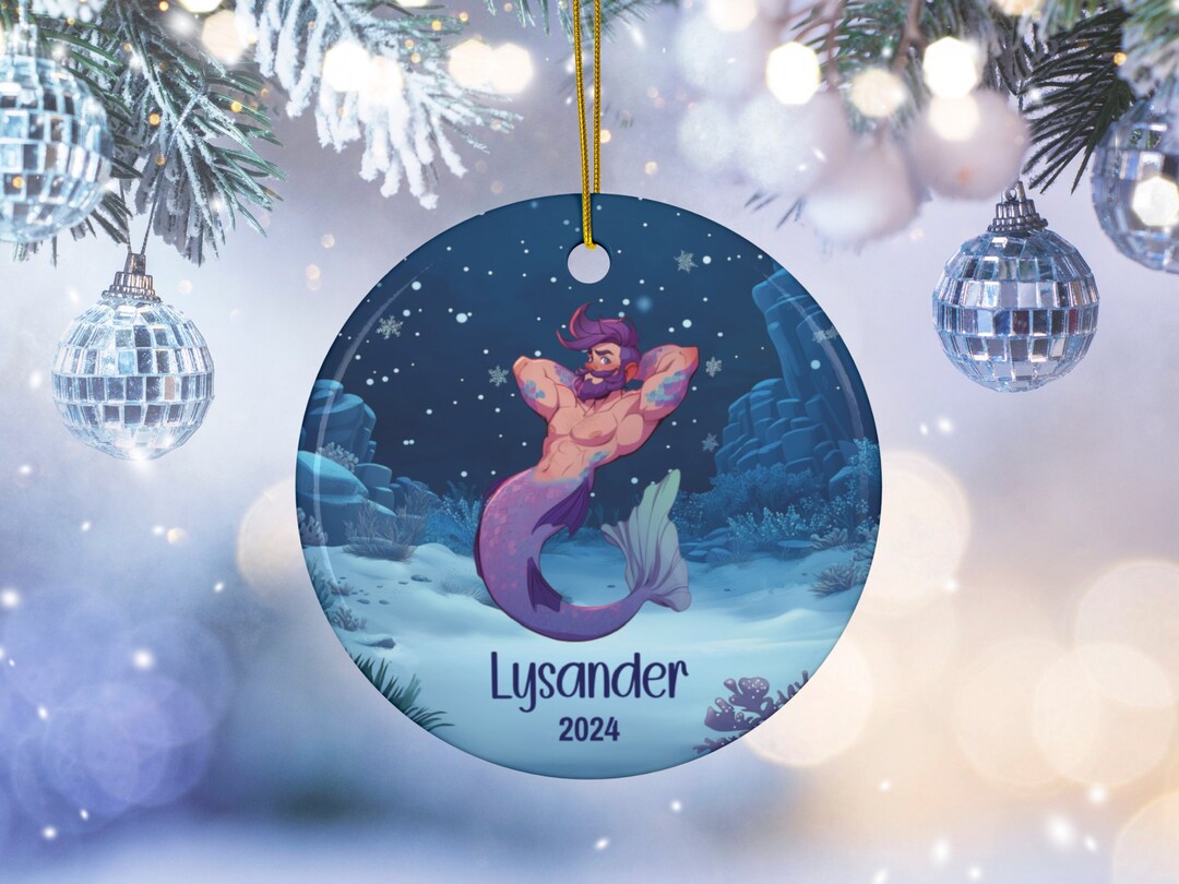 Personalized Merman Christmas Ornament, Custom Holiday Decoration, Gift ...