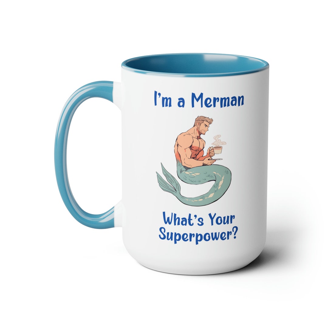 Merman Coffee Mug: 15oz Ceramic Cup, Mermaid Lover Gift - Etsy