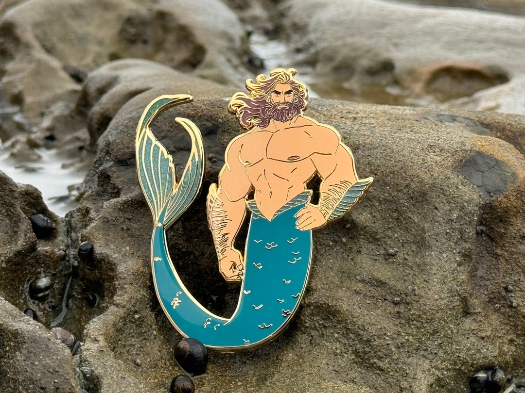 Nereus Merman Enamel Pin: Glitter Fantasy Collector Design (2.75") - Etsy