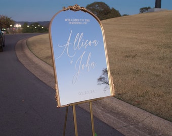 Large Gold Arch Mirror With Flourish for Elegant Wedding Welcome Sign ...
