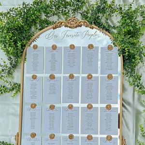 Seating Charts for Wedding on Large Gold Mirror, Customized Seating ...