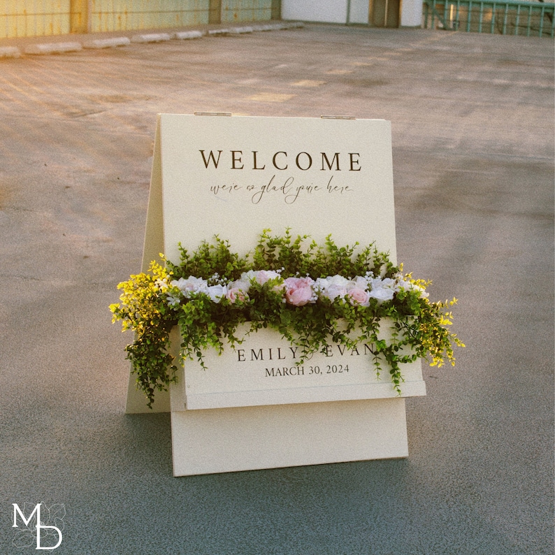 Wedding Welcome Sign With Flower Box, Wood Welcome Wedding Sign ...