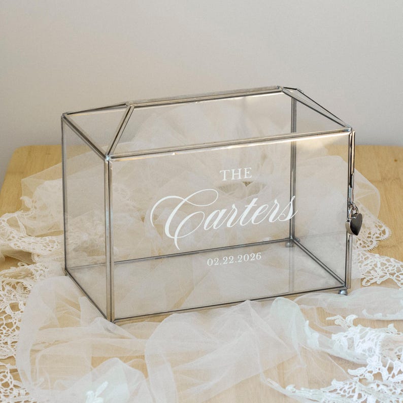 Glass Wedding Card Box: Silver Card Box for Wedding Gift Table - Etsy