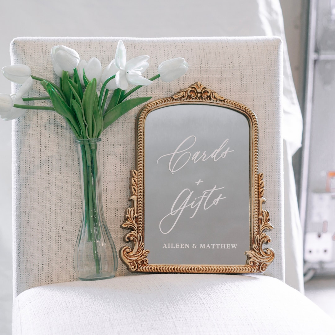 Gifts and Cards Sign | Wedding Mirror Signage | Modern Wedding Sign ...