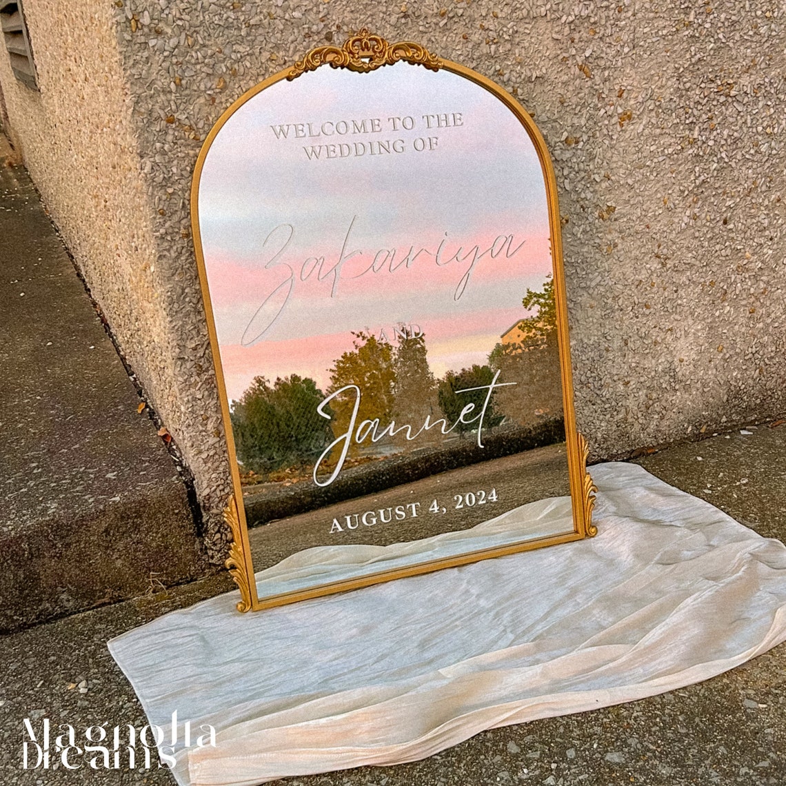 Antique Gold Mirror for Wedding Welcome Sign in Arch Shape - Etsy