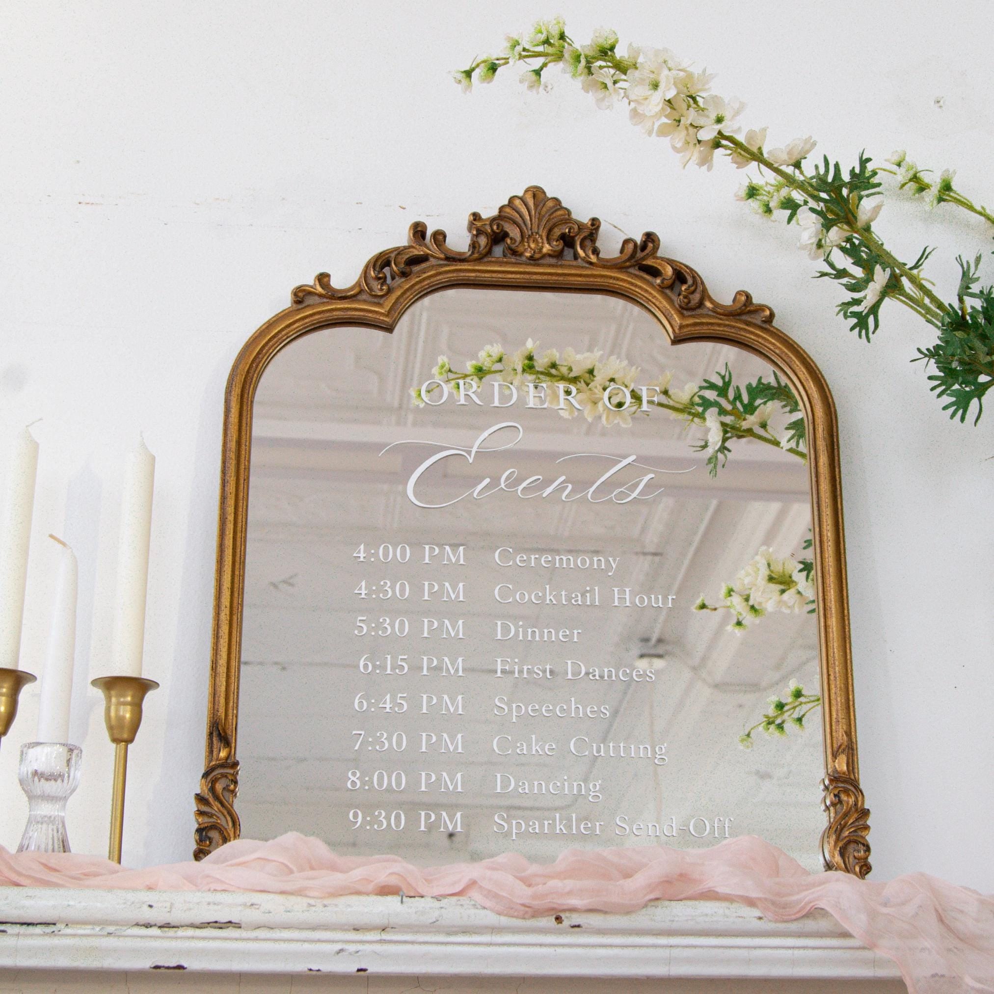 Order of Events Sign | Wedding Welcome Mirror | Wedding Ceremony Mirror ...