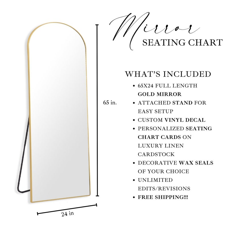 Wedding Mirror Seating Chart | Elegant Wedding Signage | Table Seating ...